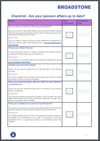 Pension Affairs Checklist - Broadstone